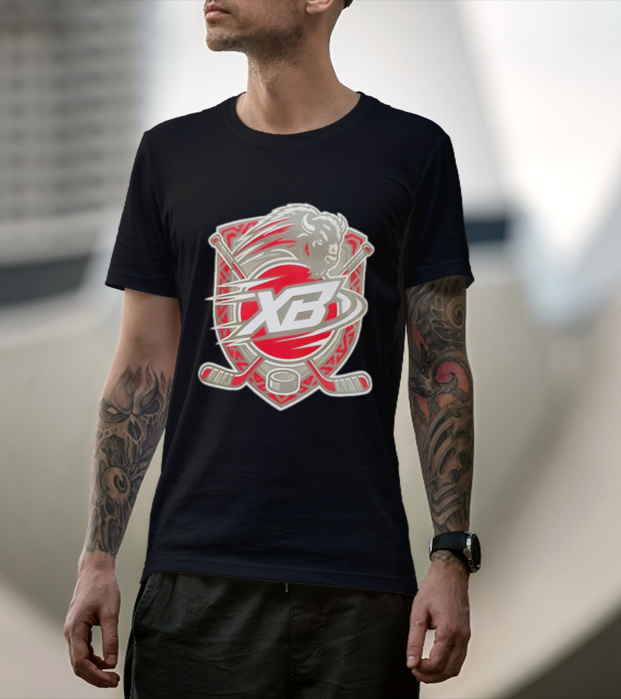 XB Buffalo Hockey Team Emblem With Crossed Sticks And Puck T-Shirt