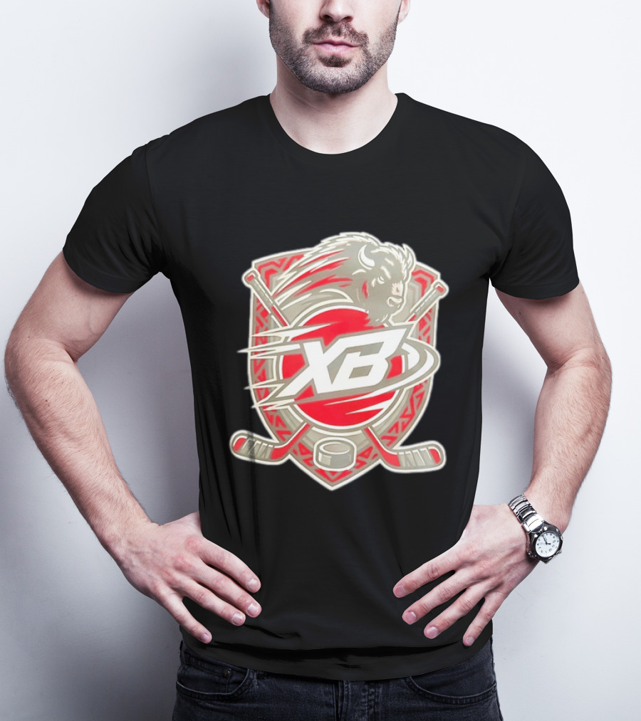XB Buffalo Hockey Team Emblem With Crossed Sticks And Puck T-Shirt