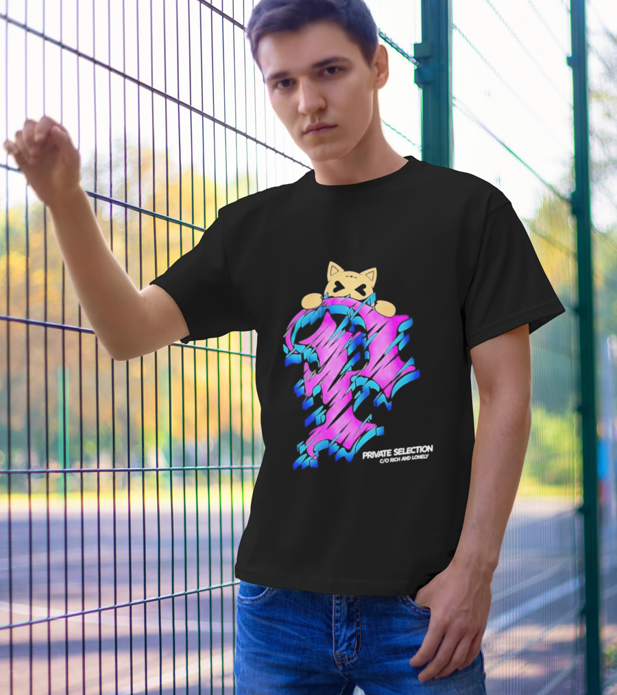 Private Selection C O Rich And Lonely Streetwear Cat Graffiti Aesthetic T-Shirt