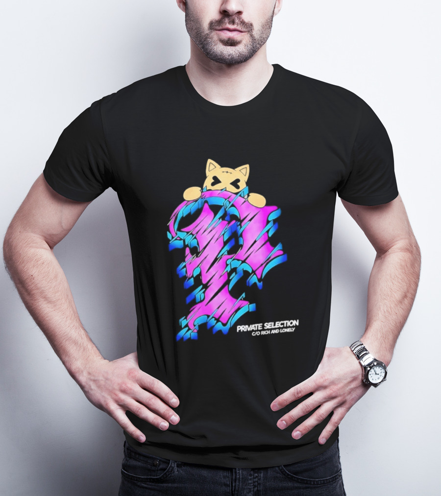Private Selection C O Rich And Lonely Streetwear Cat Graffiti Aesthetic T-Shirt