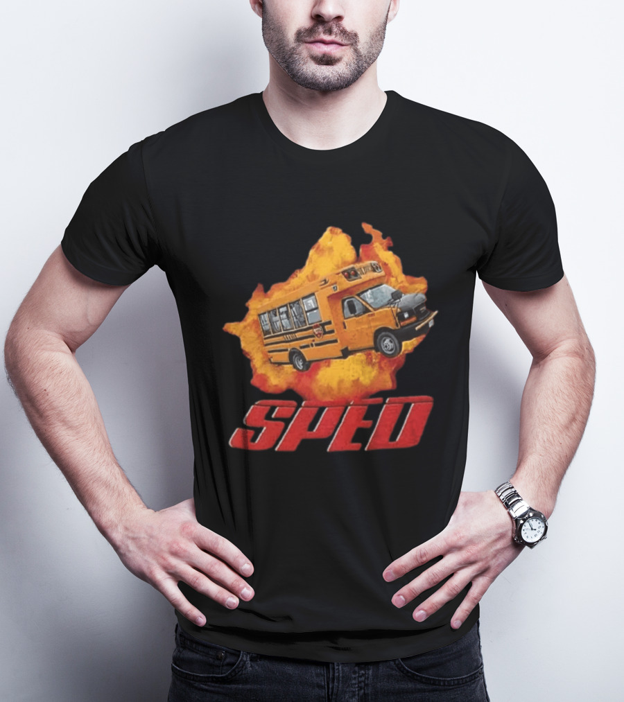 School Bus Flame SPED On Fire Burst T-Shirt