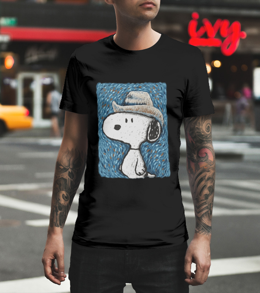 Snoopy Peanuts Cowboy Hat Embroidery T-Shirt