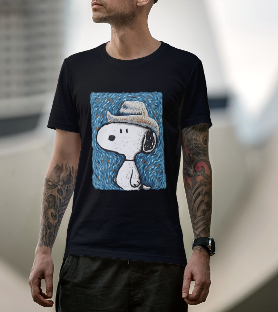 Snoopy Peanuts Cowboy Hat Embroidery T-Shirt