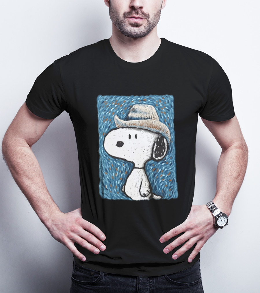 Snoopy Peanuts Cowboy Hat Embroidery T-Shirt