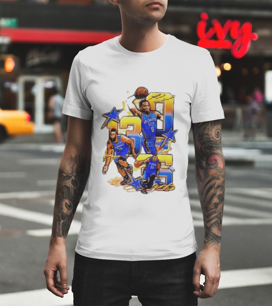 James Harden Russell Westbrook Kevin Durant Oklahoma City Thunder NBA Legends T-Shirt