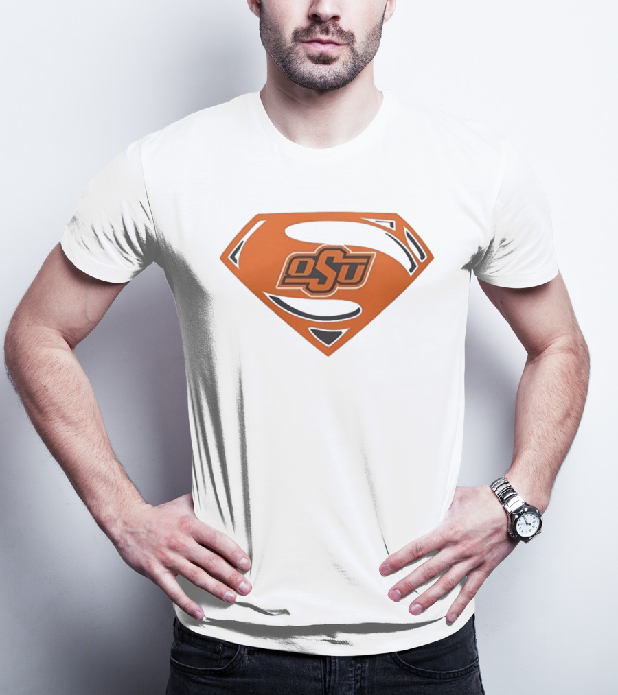 Oklahoma State University OSU Superman Emblem Orange T-Shirt