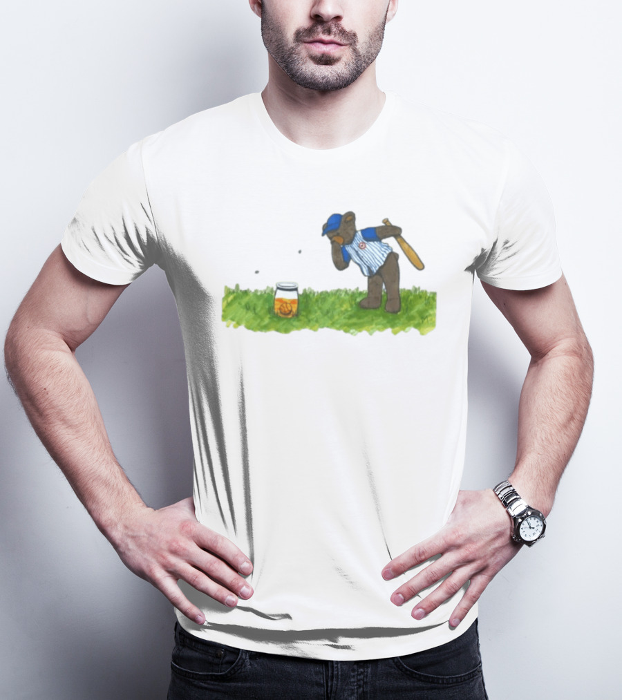 South Bend Cubs Bear With Baseball Bat And Honey Jar On Grass T-Shirt