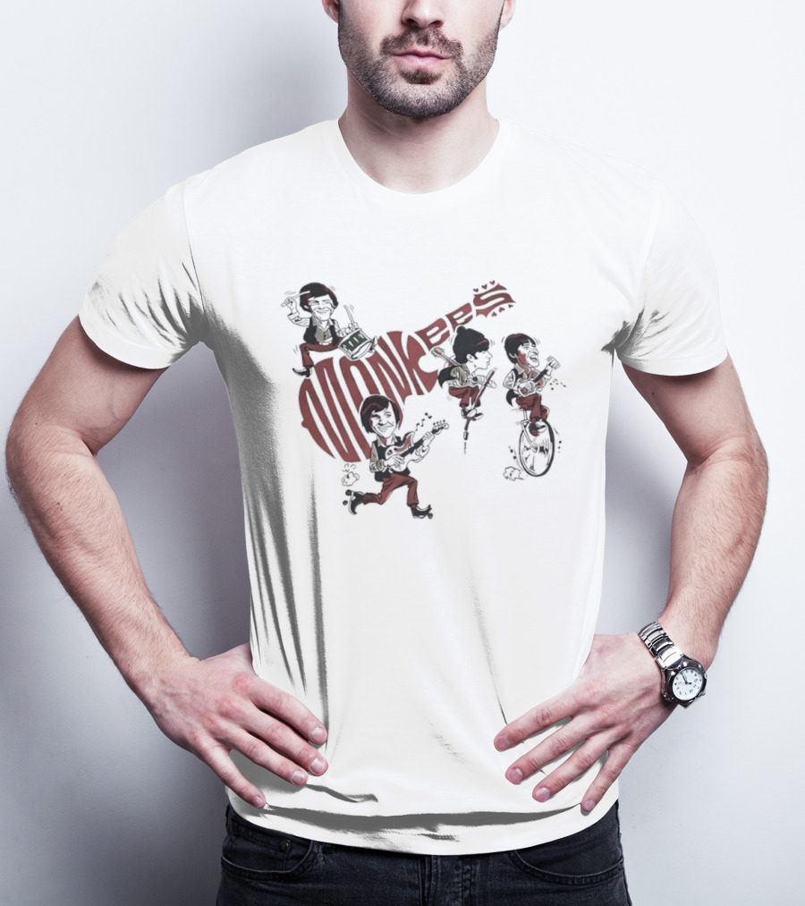 The Monkees Cartoon Band Members Davy Jones Micky Dolenz Mike Nesmith Peter Tork T-Shirt