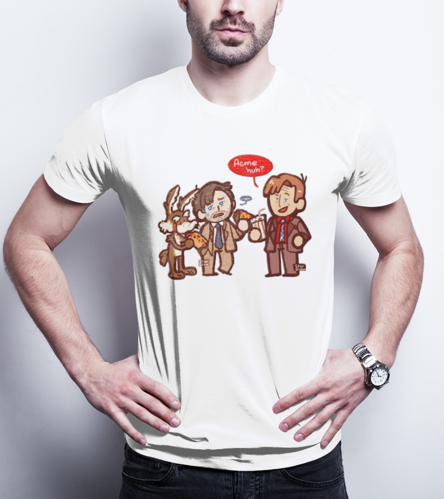 Wile E Coyote Saul Goodman Jimmy McGill Acme Huh Yeah Pizza Milkshake Cartoon Character Collaboration T-Shirt