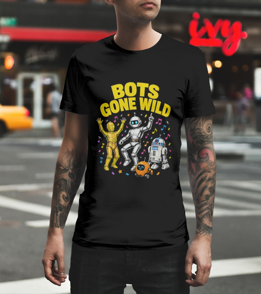 Bots Gone Wild With Star Wars Droids C 3PO R2 D2 Celebration T-Shirt