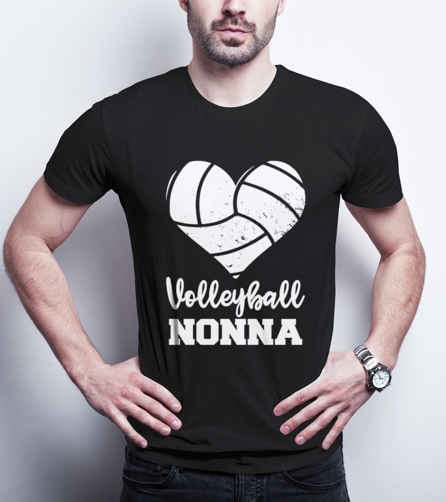 Volleyball Nonna Distressed Heart T-Shirt