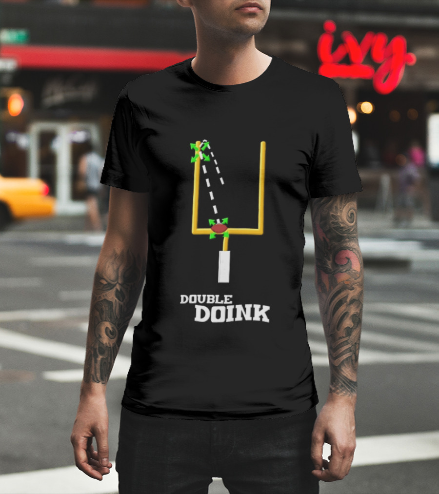 Double Doink Yellow Goalpost Football Collision Trajectory T-Shirt