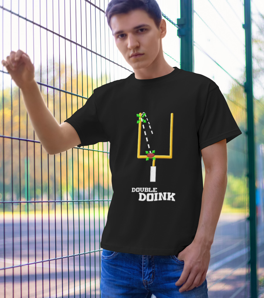 Double Doink Yellow Goalpost Football Collision Trajectory T-Shirt