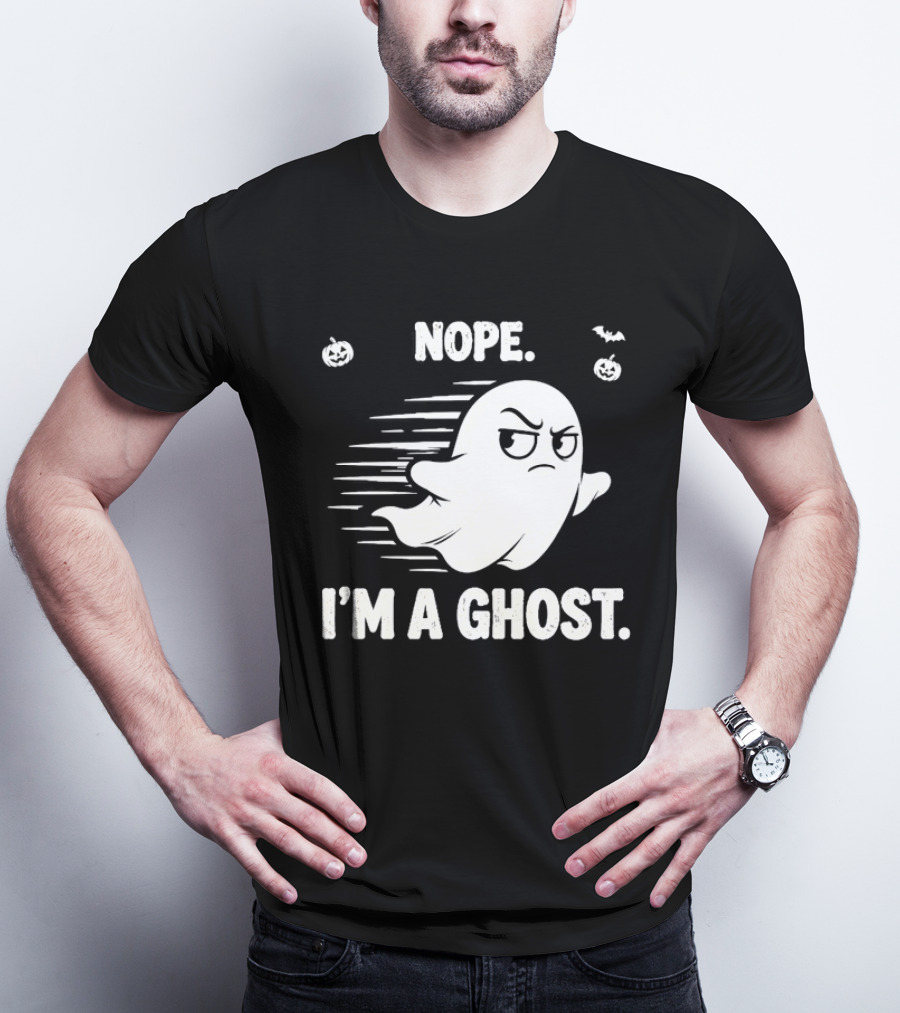 Nope I'm A Ghost Halloween Spooky With Pumpkins And Bats T-Shirt