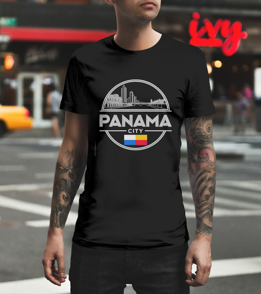 Panama City Skyline With Flag Colors Souvenir Travel Assistant To=python Code T-Shirt