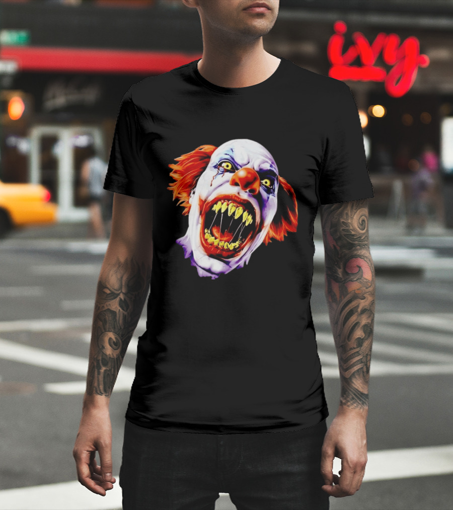 Scary Pennywise The Clown IT Horror Teeth And Fiery Hair T-Shirt