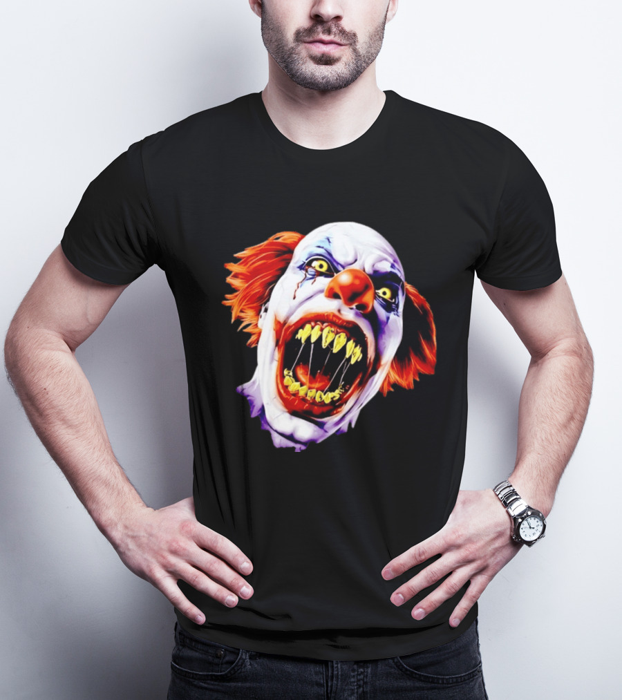 Scary Pennywise The Clown IT Horror Teeth And Fiery Hair T-Shirt