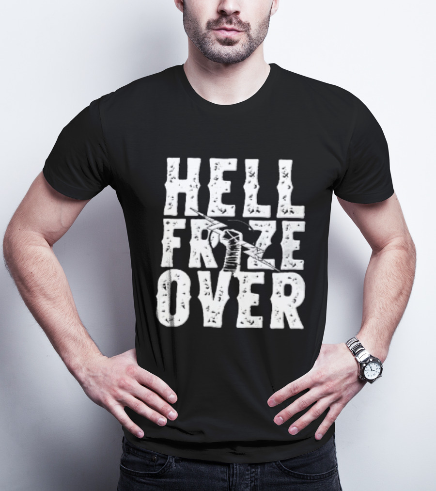 Hell Froze Over Taped Fist Lightning Bolt Distressed T-Shirt
