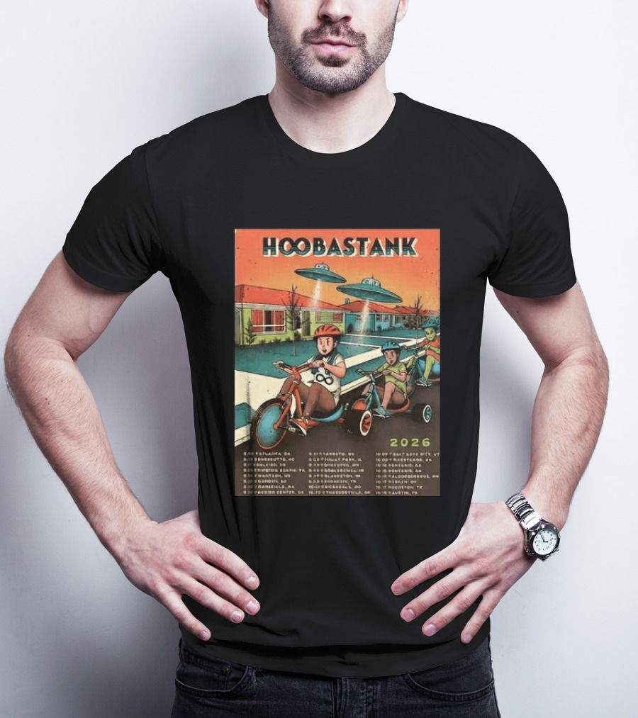 Hoobastank 2026 North America Tour Schedule Vintage UFO T-Shirt