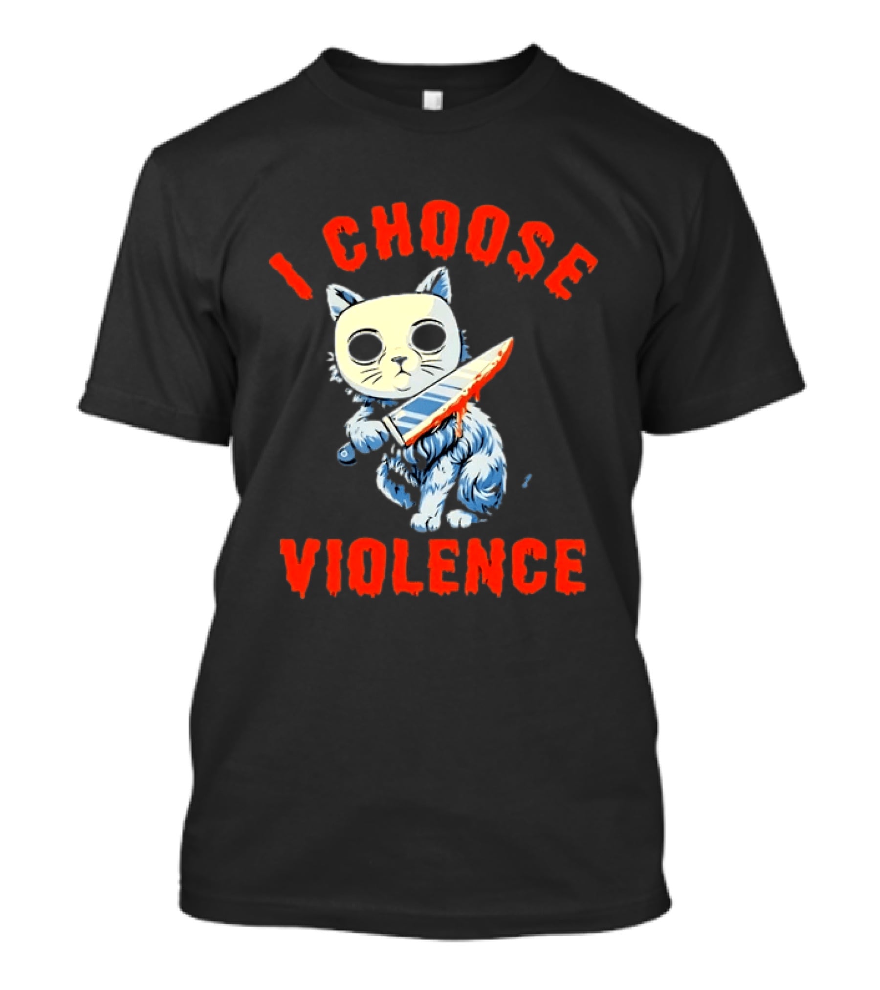 I Choose Violence Cat With Knife Horror Creepy Mask T-Shirt
