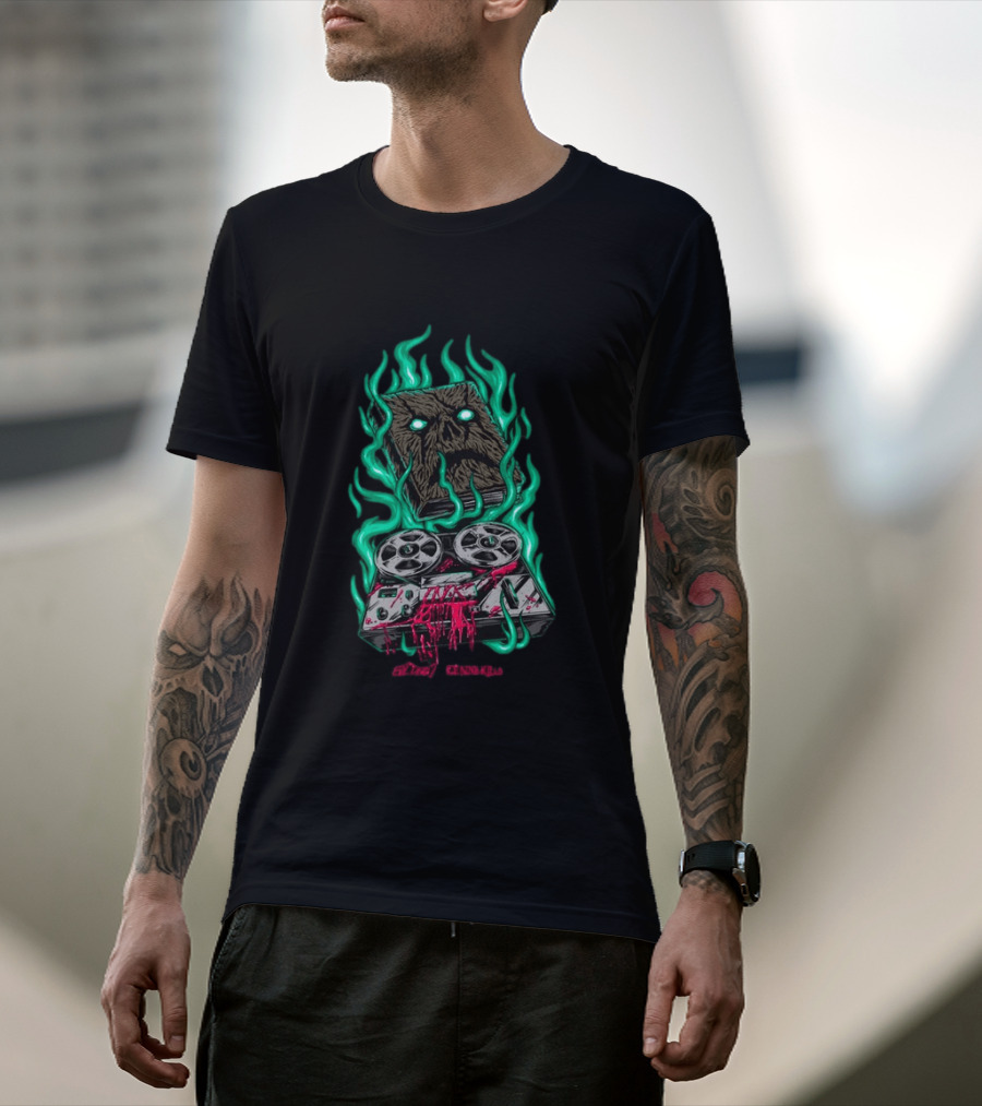 Ice Nine Kills Necronomikills Evil Dead 2 2026 Tape Recorder And Book With Flames T-Shirt