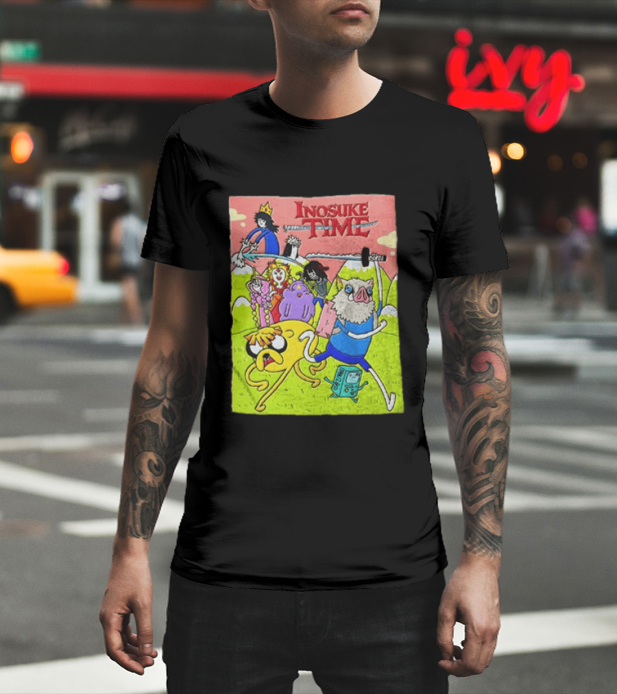 Inosuke Time Adventure With Demon Slayer Crossover Characters T-Shirt