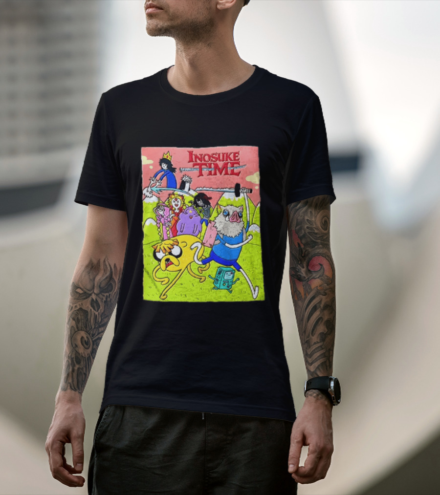Inosuke Time Adventure With Demon Slayer Crossover Characters T-Shirt