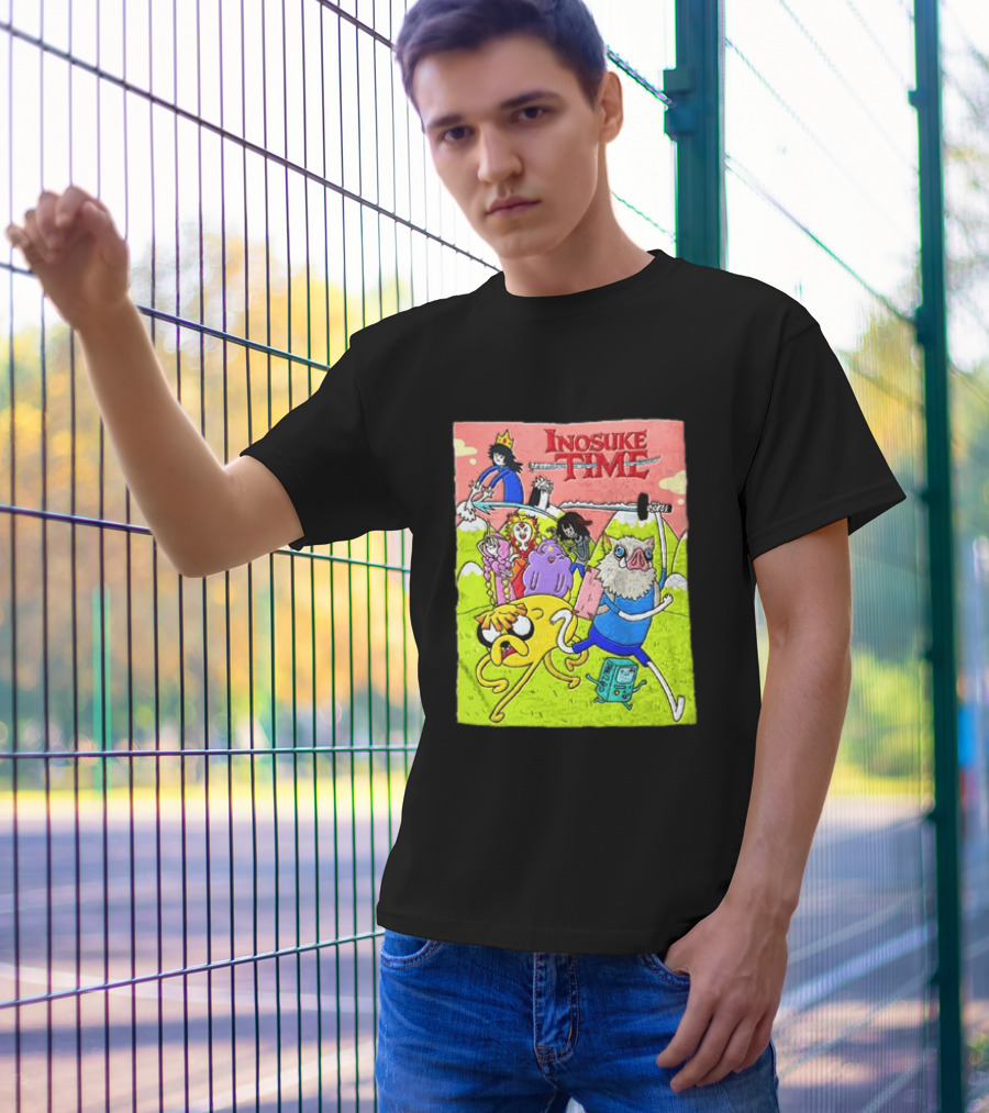 Inosuke Time Adventure With Demon Slayer Crossover Characters T-Shirt