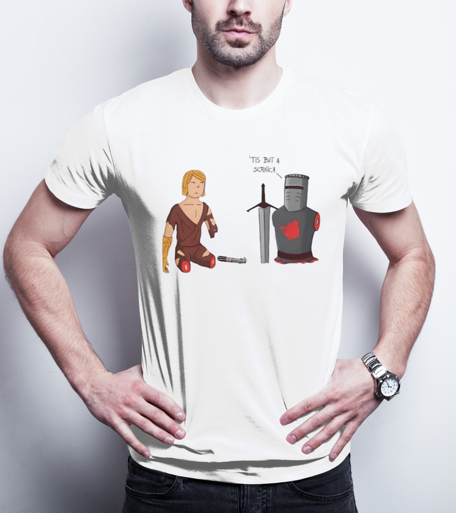Anakin Skywalker And The Black Knight 'Tis But A Scratch Crossover Humor T-Shirt