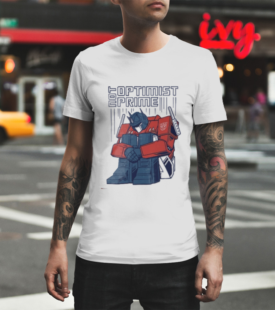 Optimist Prime Depressed Sad Robot Autobots Sitting T-Shirt