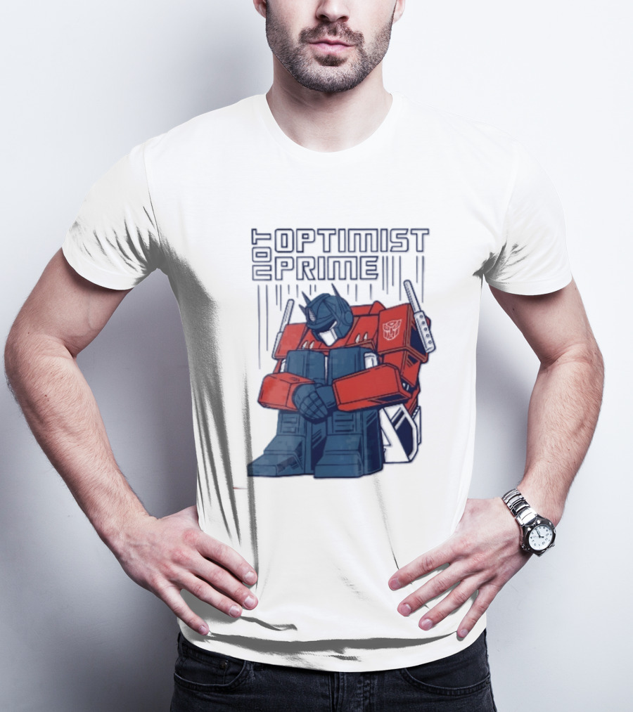 Optimist Prime Depressed Sad Robot Autobots Sitting T-Shirt