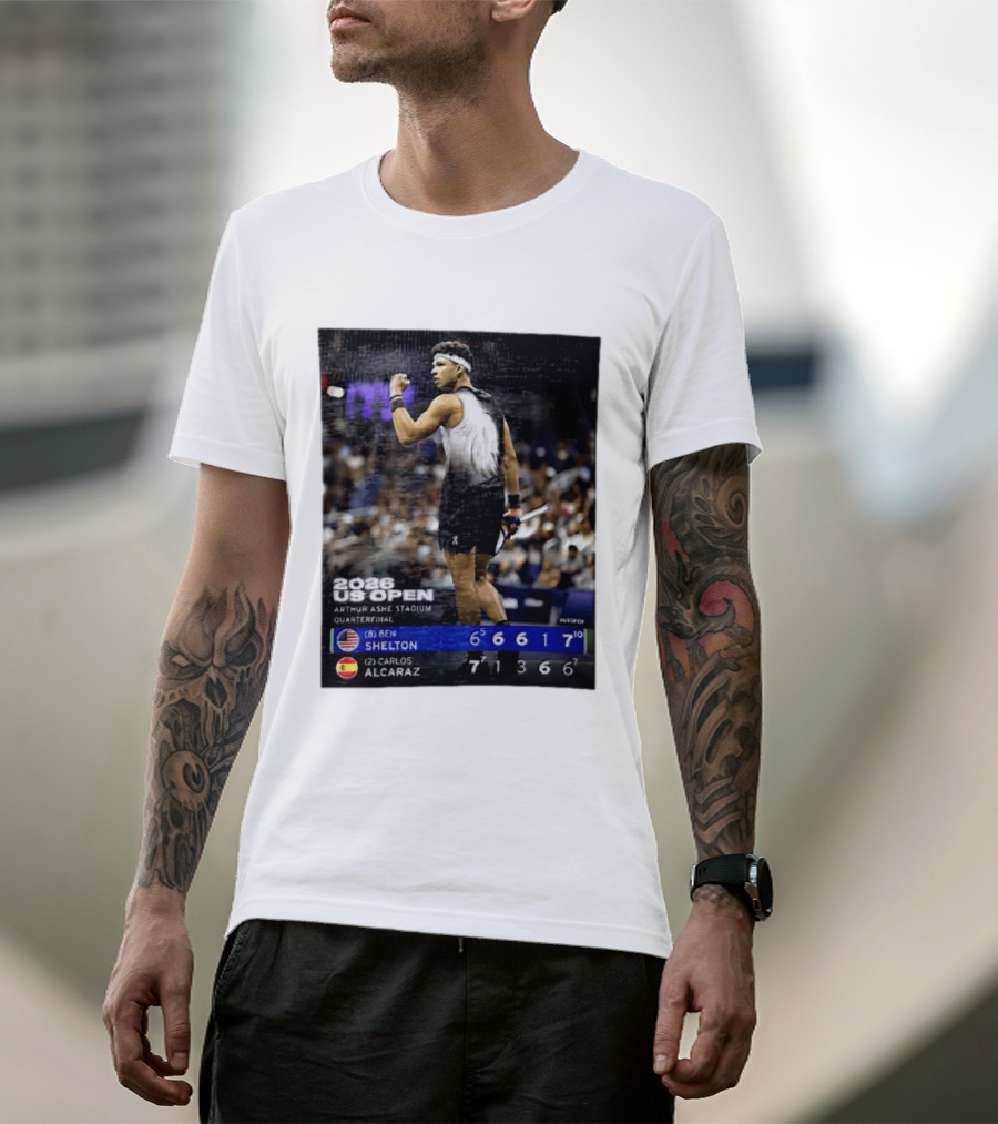 2026 US Open Arthur Ashe Stadium Quarterfinal Ben Shelton Vs Carlos Alcaraz T-Shirt