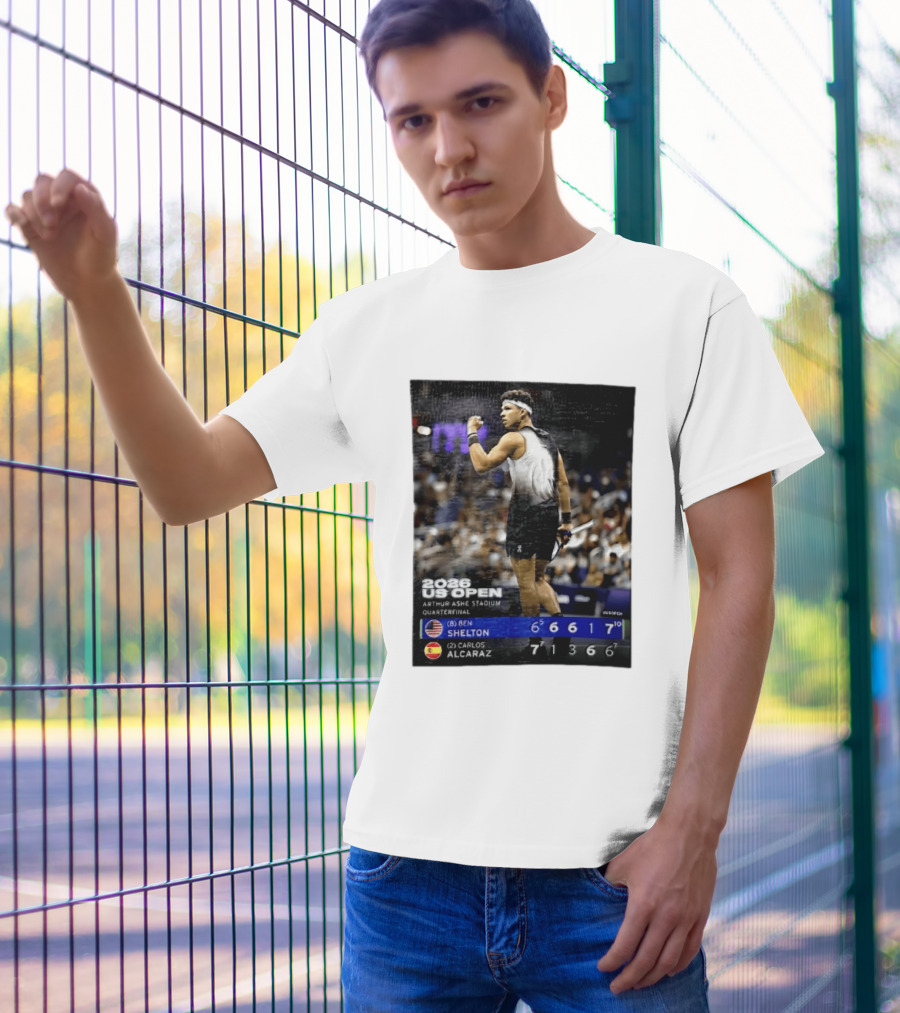 2026 US Open Arthur Ashe Stadium Quarterfinal Ben Shelton Vs Carlos Alcaraz T-Shirt