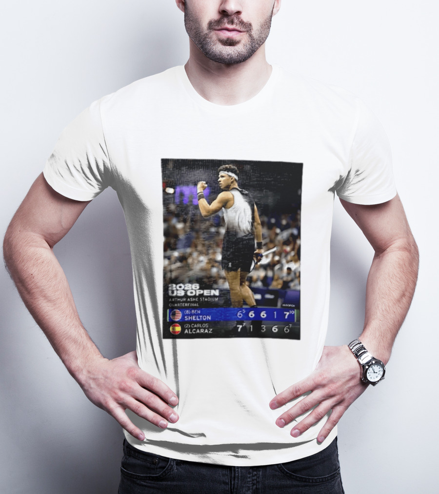 2026 US Open Arthur Ashe Stadium Quarterfinal Ben Shelton Vs Carlos Alcaraz T-Shirt