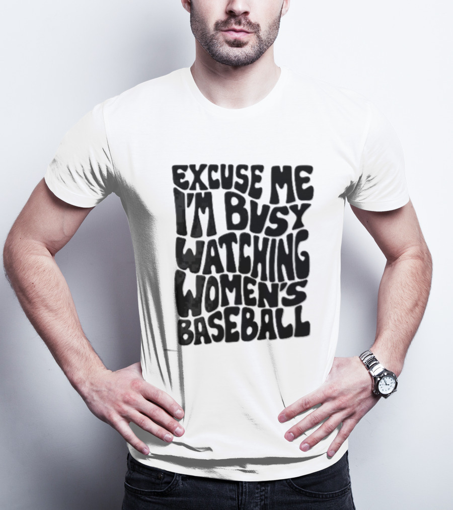 Excuse Me I'm Busy Ing Women's Baseball Doodlebymeg Groovy Wavy T-Shirt