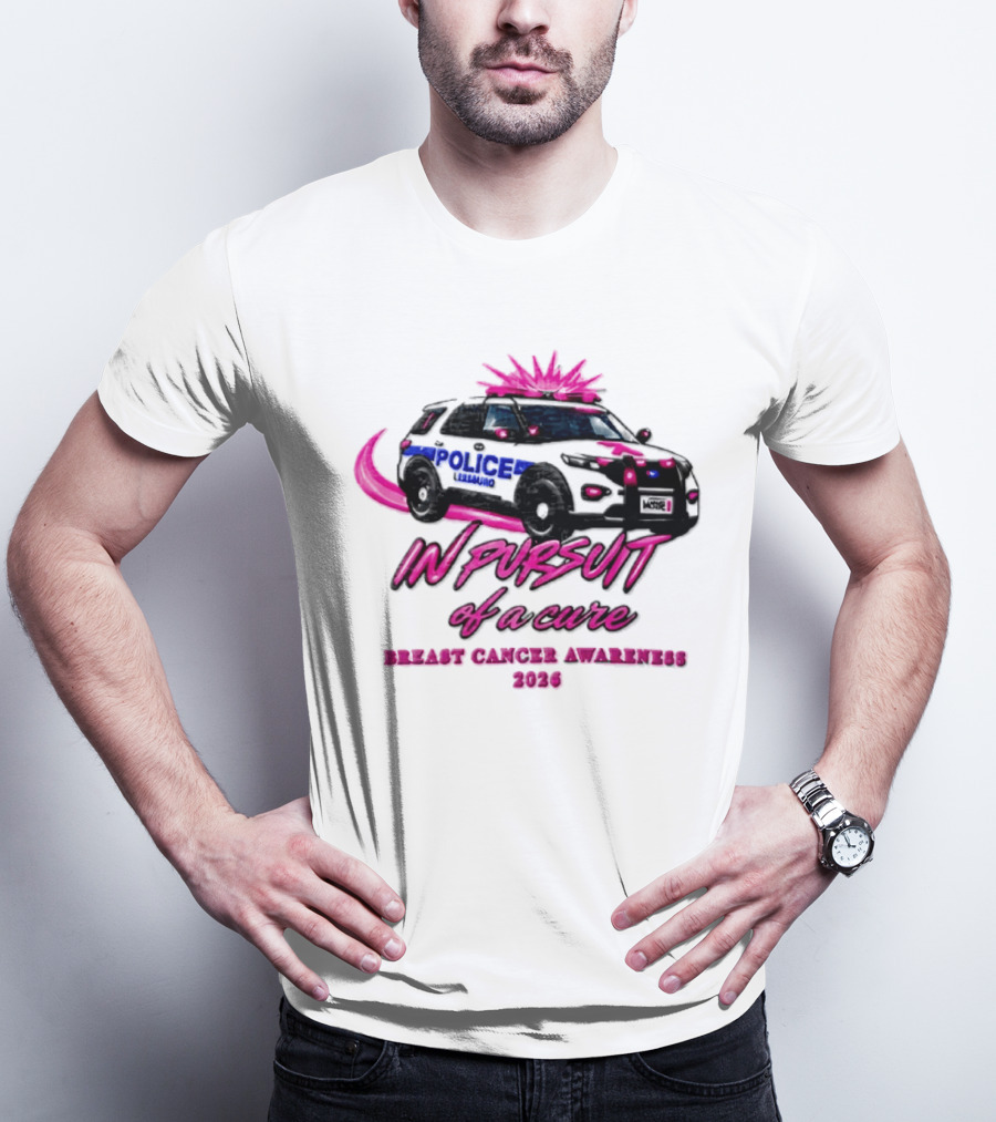In Pursuit Of A Cure Police Car Breast Cancer Awareness 2026 T-Shirt