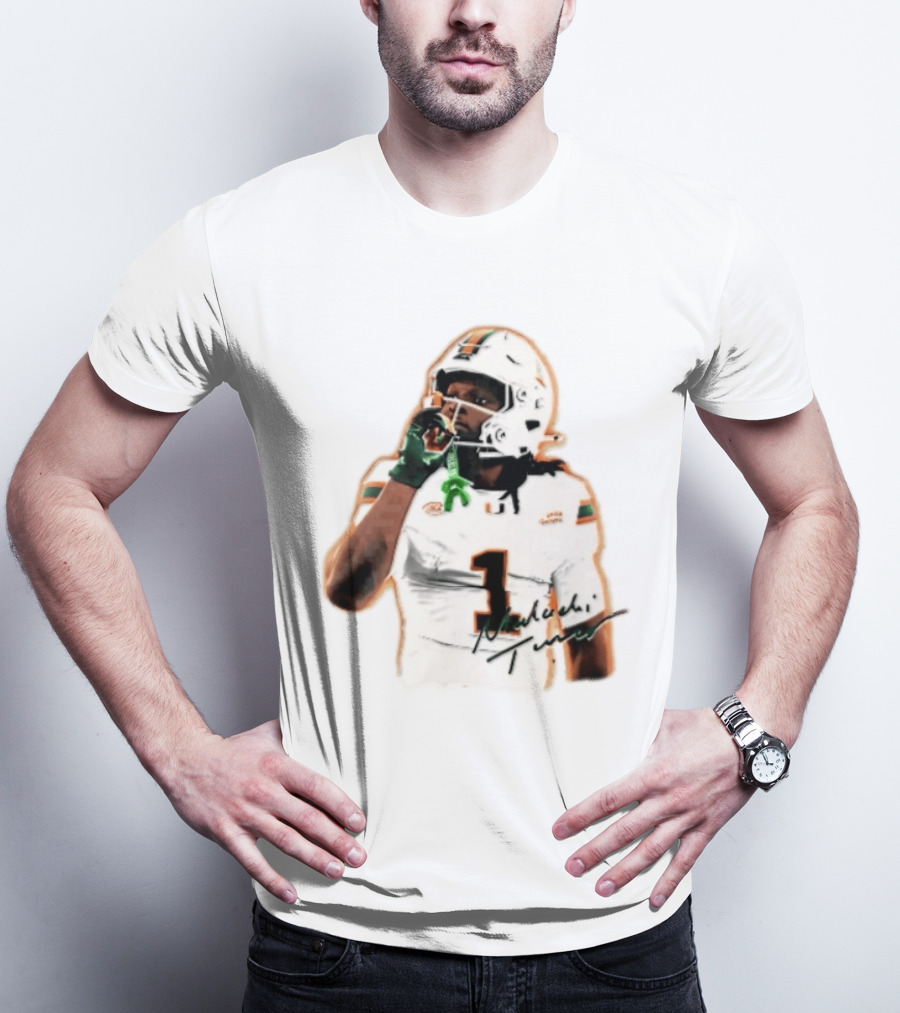 Miami Hurricanes Malachi Toney Player Photo Orange Glow NCAA Acc T-Shirt
