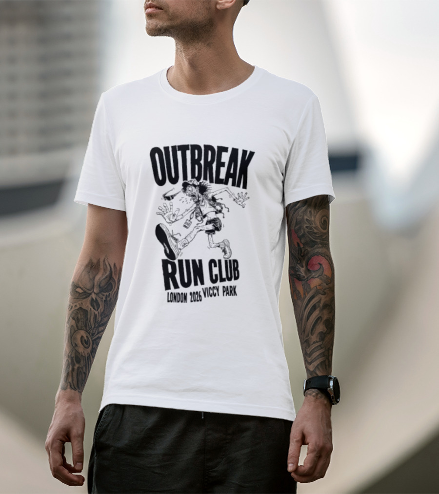 Outbreak Fest Run Club London 2026 Viccy Park Running Zombie T-Shirt