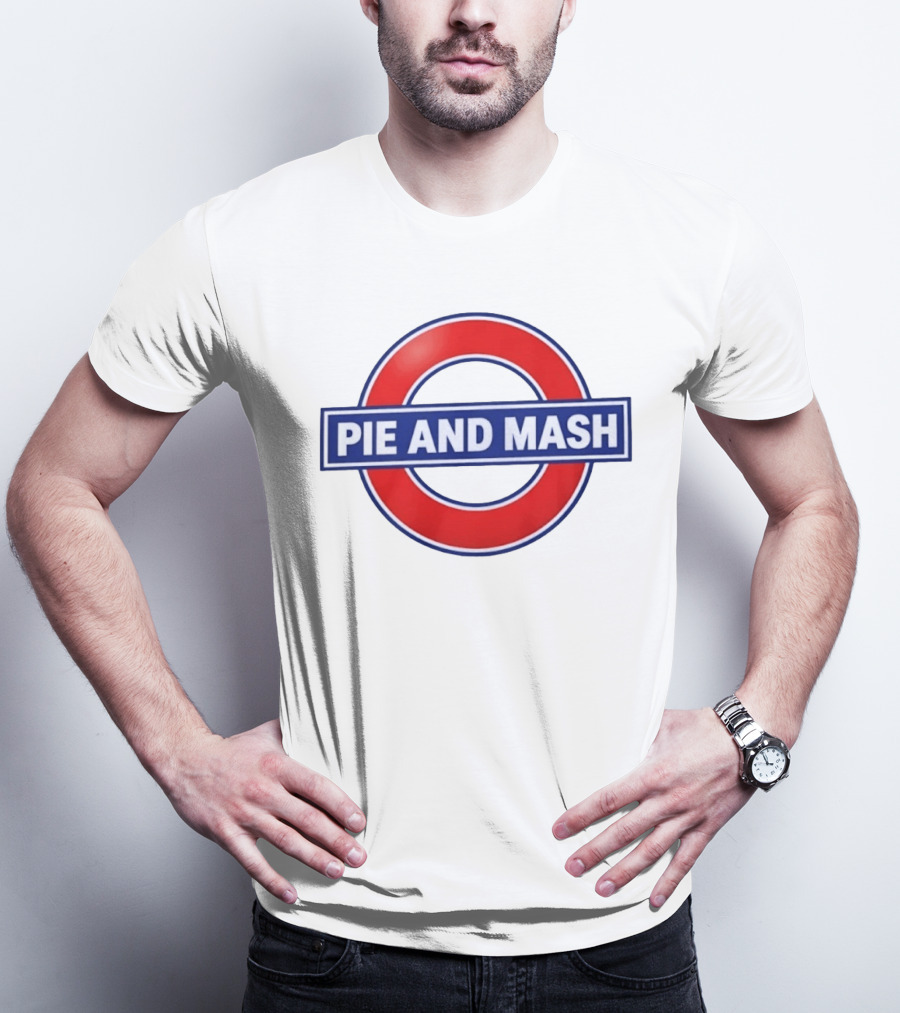 Pie And Mash London Underground Sign Circular Red Blue T-Shirt