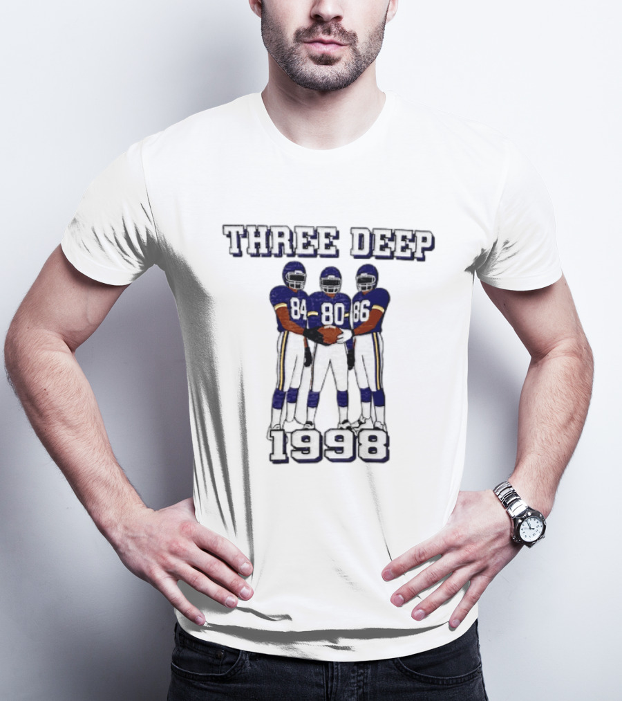 Three Deep 1998 Randy Moss Cris Carter Jake Reed Minnesota Vikings 84 80 86 T-Shirt
