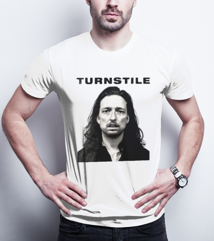Turnstile Distressed Font Black And White T-Shirt