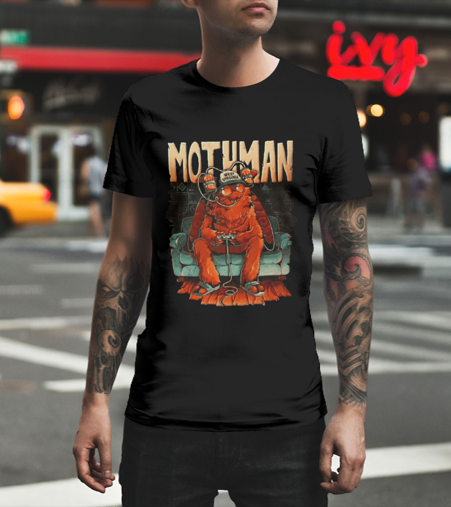 Mothman West Virginia Gaming Cryptid Legend On Couch T-Shirt