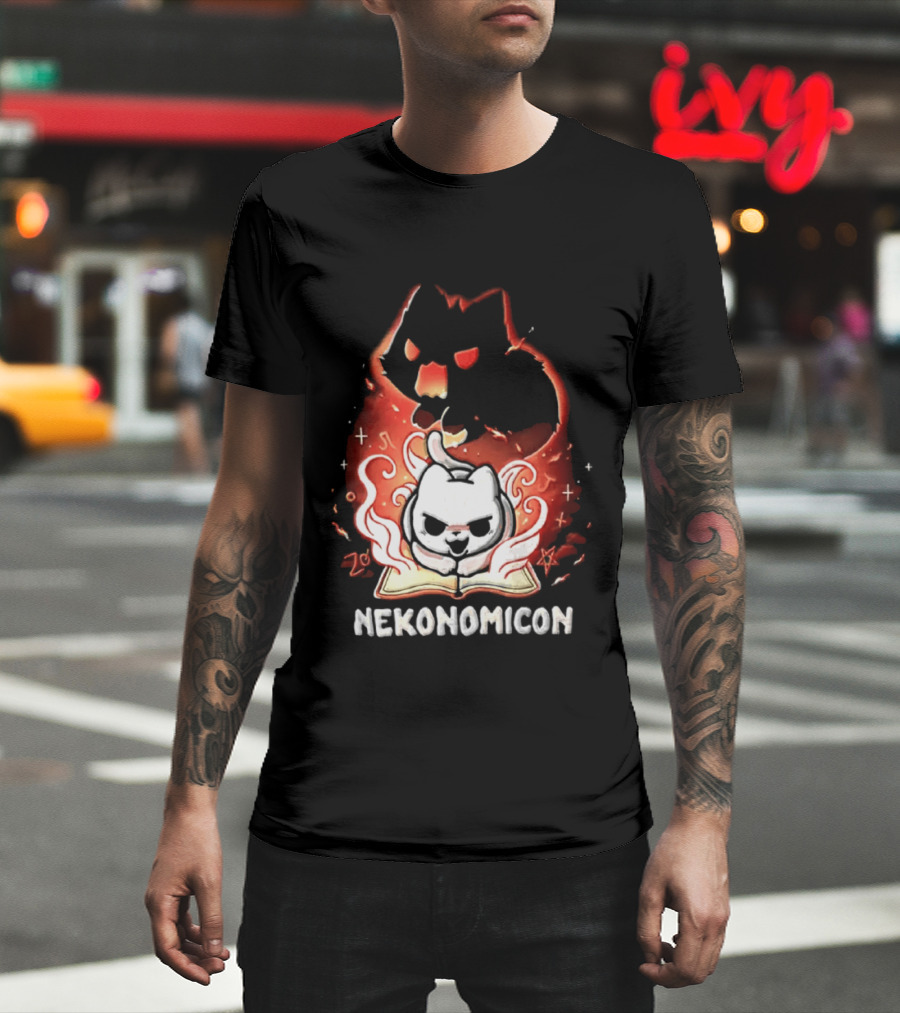 Nekonomicon Cat Summoning Dark Spirit Horror Occult Magic Spell Book T-Shirt