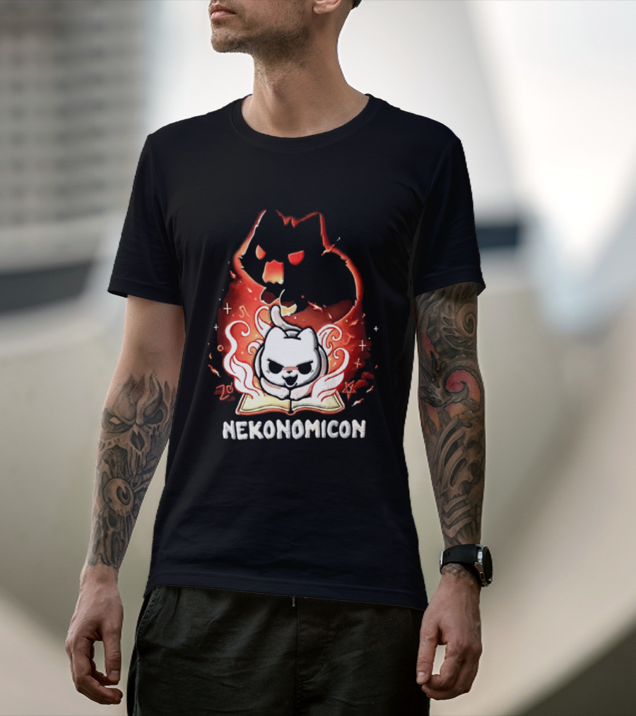Nekonomicon Cat Summoning Dark Spirit Horror Occult Magic Spell Book T-Shirt