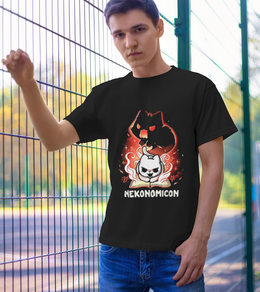 Nekonomicon Cat Summoning Dark Spirit Horror Occult Magic Spell Book T-Shirt