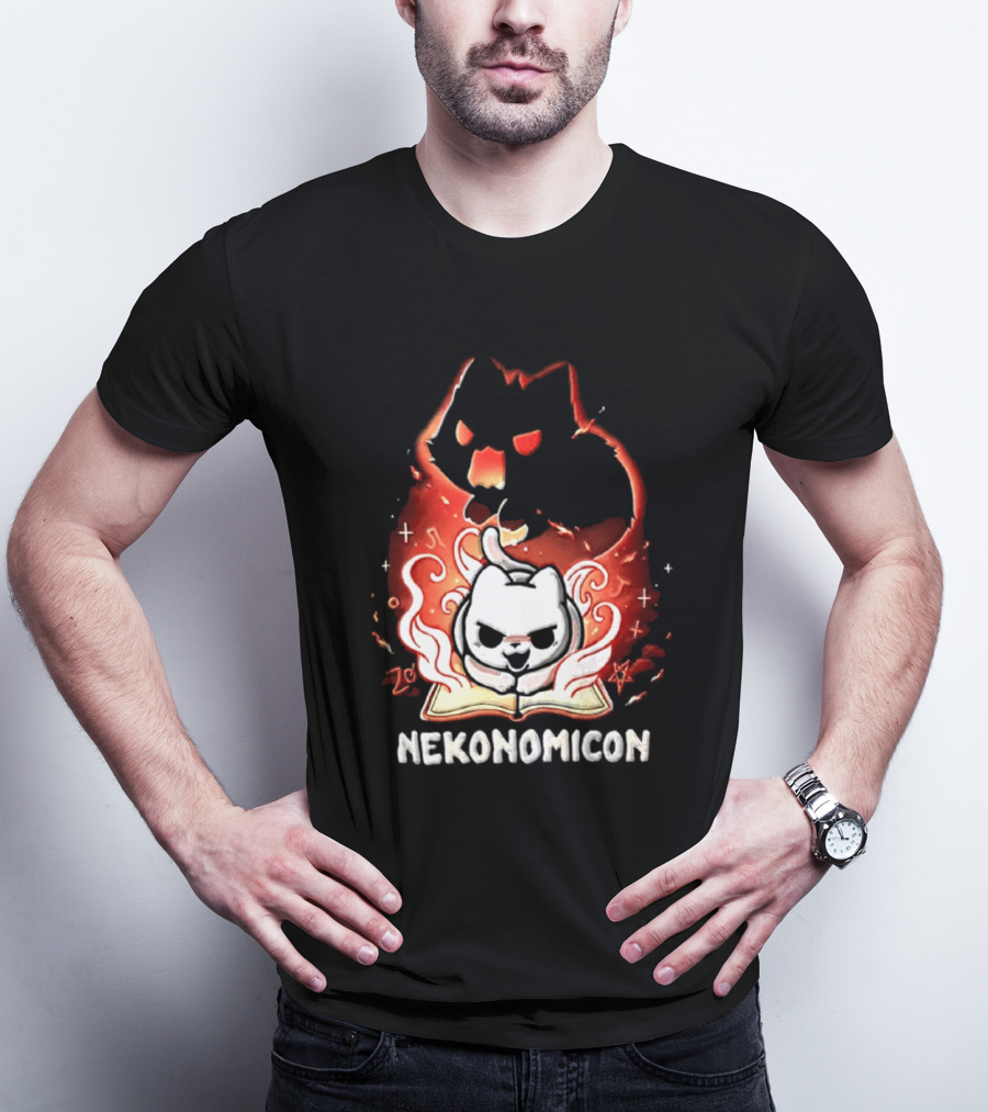 Nekonomicon Cat Summoning Dark Spirit Horror Occult Magic Spell Book T-Shirt