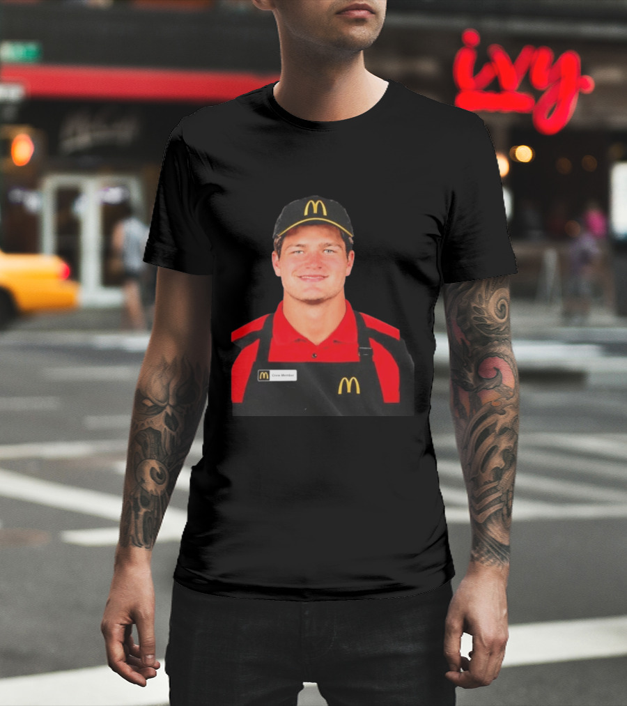 Drake Maye McDonald's Crew Member Uniform New England Patriots T-Shirt
