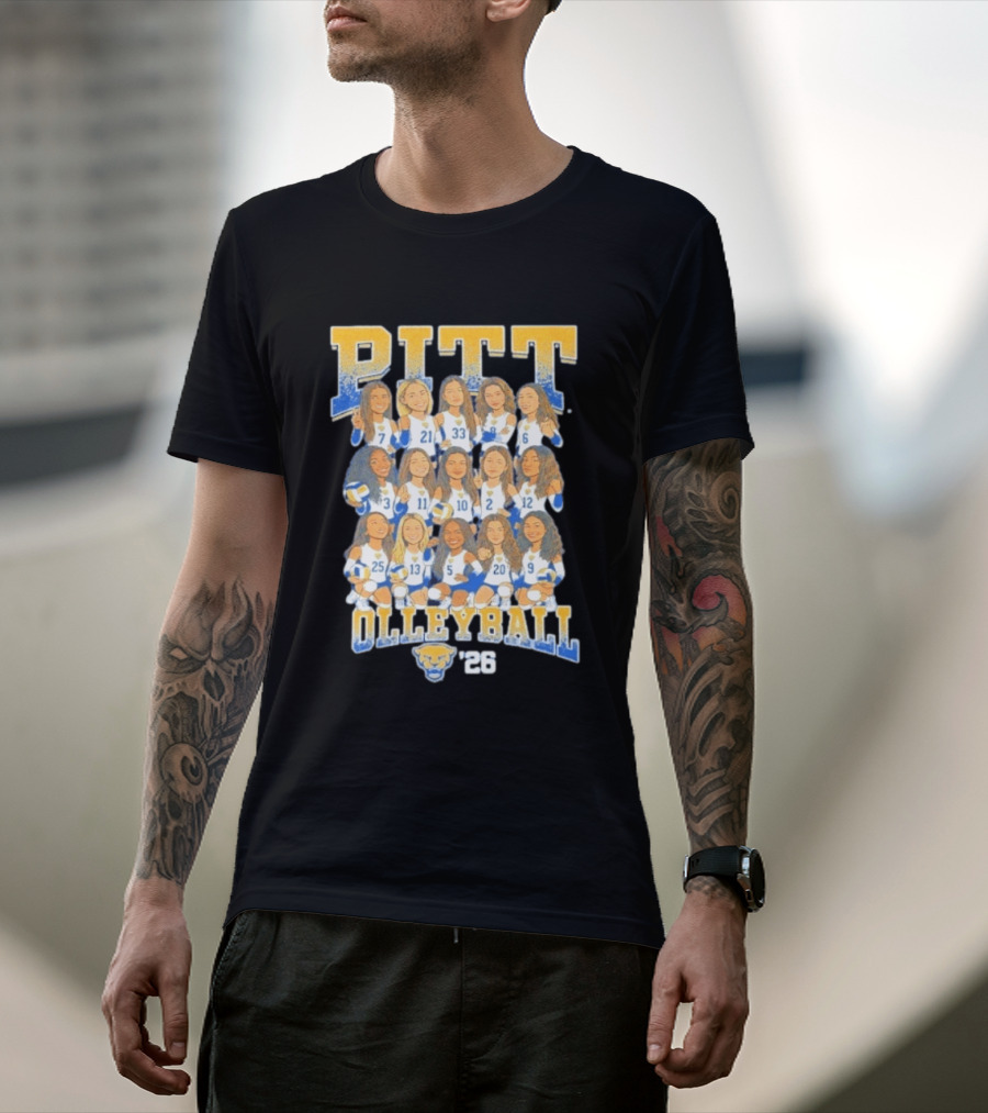 Pitt Volleyball 2026 Team Caricature Panthers T-Shirt
