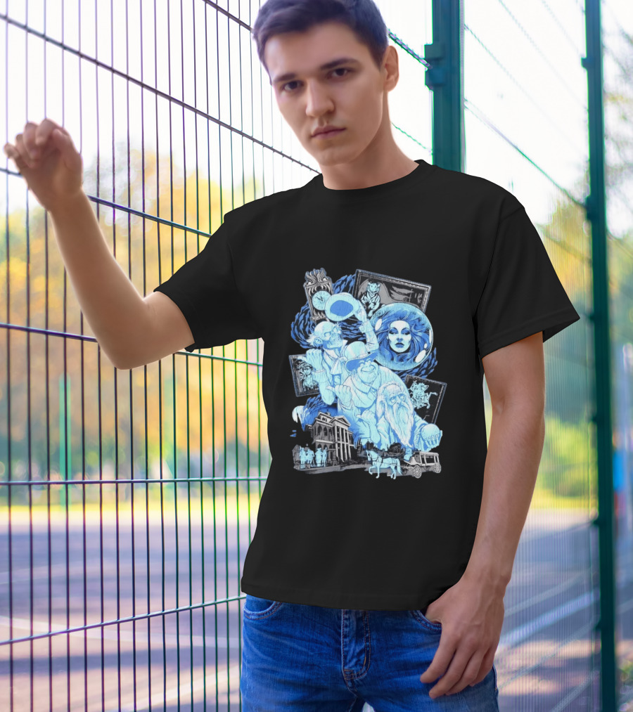 The Haunted Mansion Ghostly Spirits Madame Leota Hitchhiking Ghosts And Doom Buggy T-Shirt