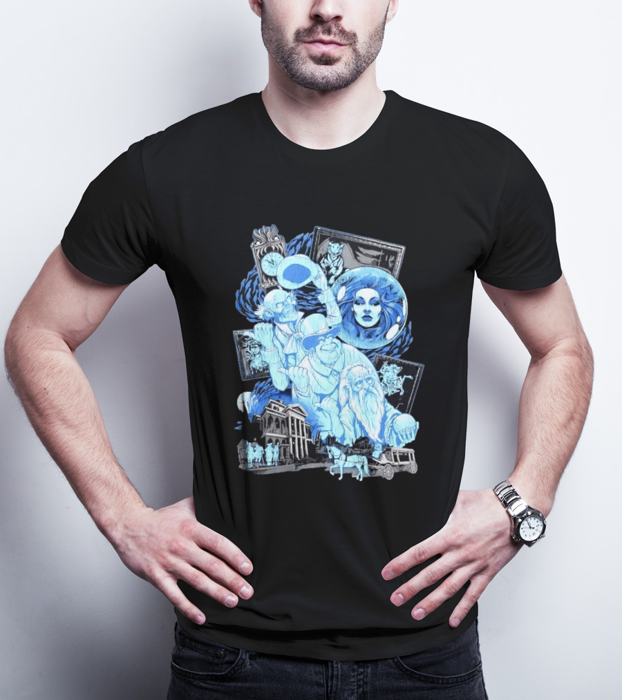 The Haunted Mansion Ghostly Spirits Madame Leota Hitchhiking Ghosts And Doom Buggy T-Shirt